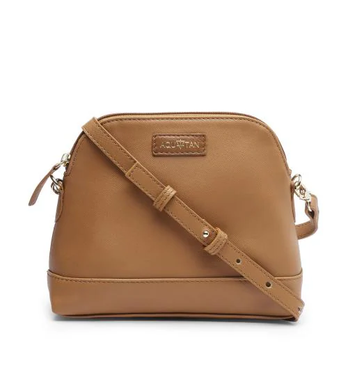 Buy AQUATAN Saffiano Textured PU Structured TAN Crossbody Sling Bag for ...