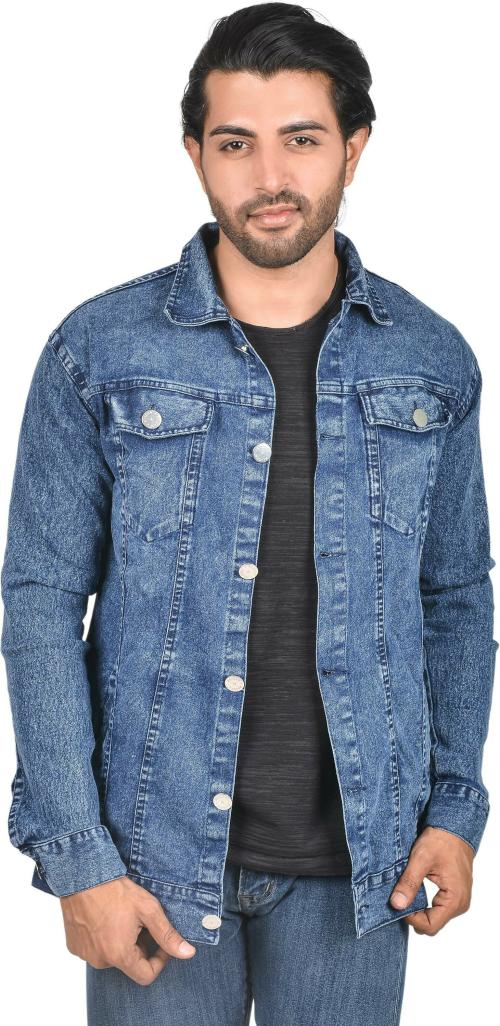 Buy Klizen Men Blue Solid Denim Full Sleeve Jacket Online at Best ...