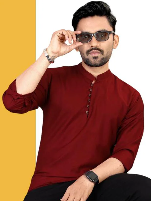 Buy SOPANI Men Solid Straight Kurta (Maroon) Online at Best Prices in India - JioMart.
