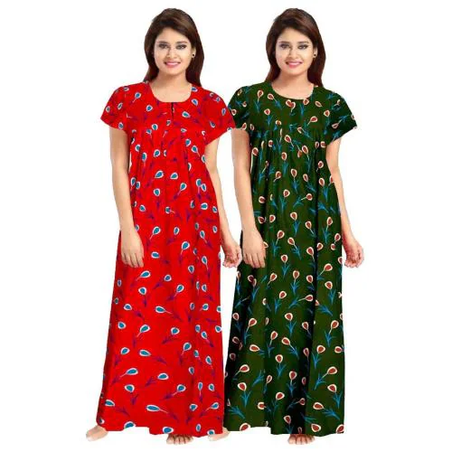 Buy DEEYA M New Design Cotton Short Sleeve Printed Nighty Combo for ...