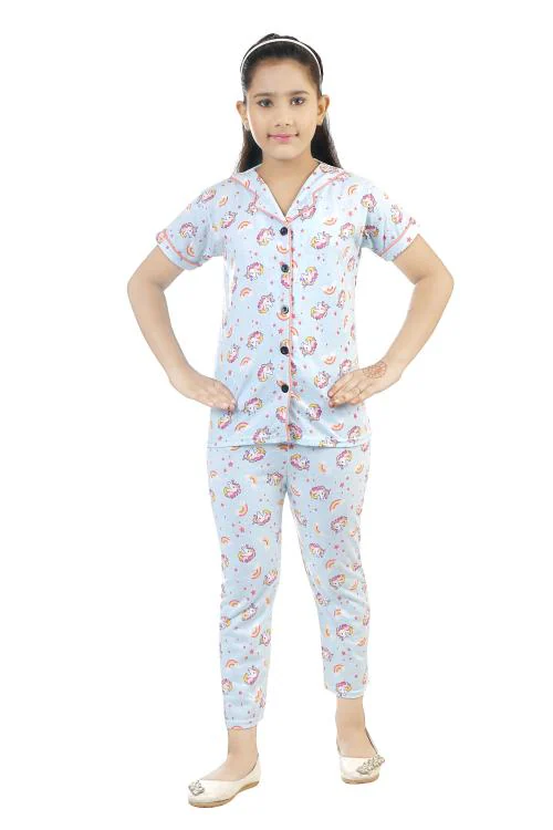 Buy Burbn Girls Printed Cotton Nightsuit set Online at Best Prices in ...