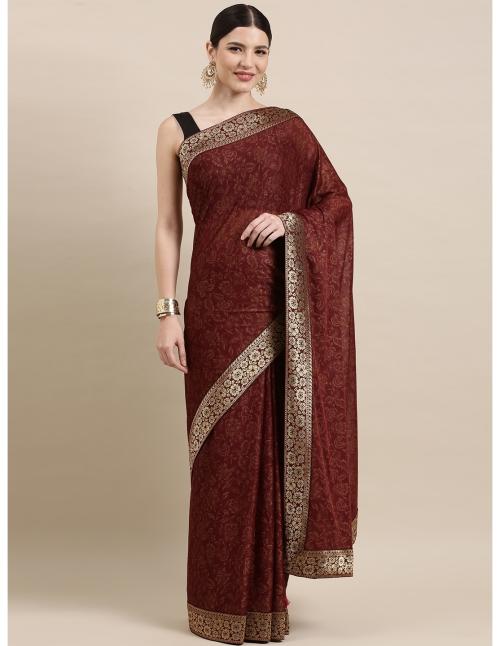 Buy Indian Women Women IMPORTED FABRICFULL SAREE FANCY BORDER Maroon ...
