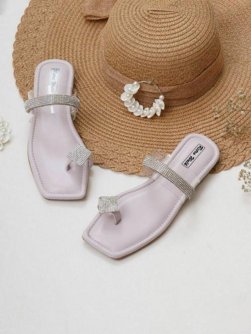 Buy RetroWalk Purple stylist Flat Sandals for Women Online at Best ...