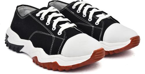 Buy OZJI Premium Canvas Mid Top Sneaker Black & White Dual Color Spider ...