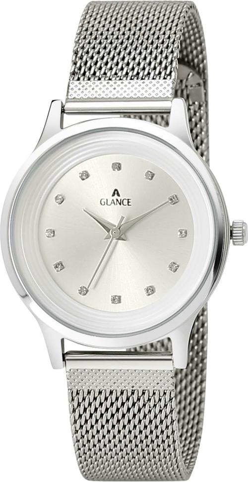 Buy Aglance Analog Silver Dial Silver Strap Watch for Women & Girls ...