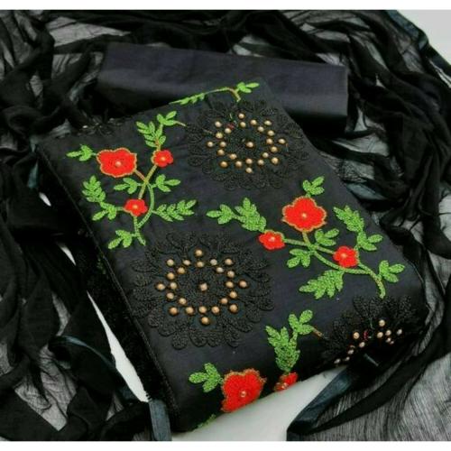 Buy GURHAL Embroidered Cotton Unstitched Dress Material Black Online at ...