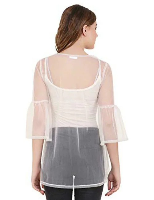 Buy UNFAKENOW Women White Net Embroidered Shrug Online at Best Prices ...