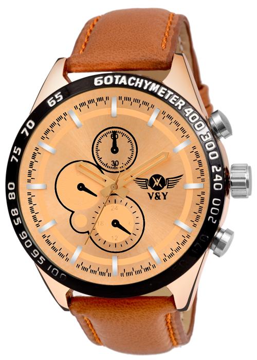 Buy V&Y Unique Copper Designer Dial&Tachy Meter With Brown Leather ...