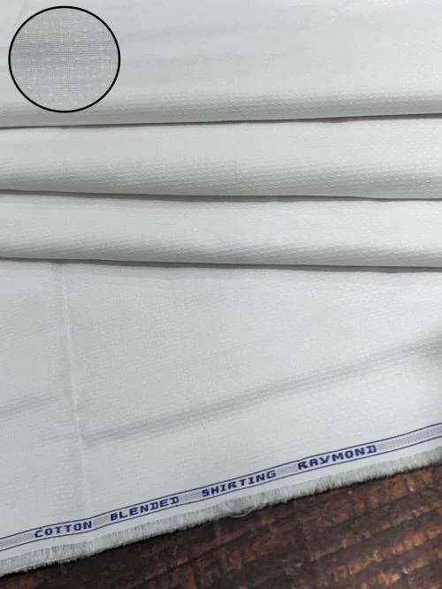 Buy Raymond Self Design Cotton Blended White Shirt Fabric in Box ...