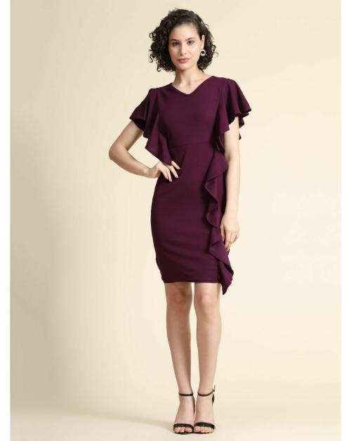 Buy Westhood Women Maroon Solid Nylon Bodycon Dress - L Online at Best Prices in India - JioMart.