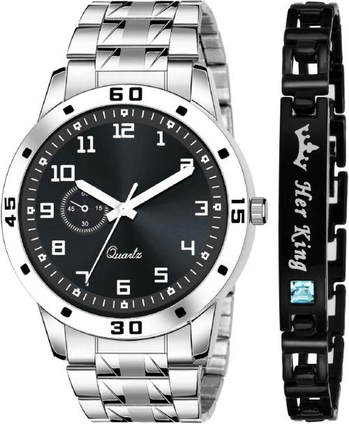 Buy CRAB Analog Black Watch And Bracelet Combo Men and Boys (JEW_60_K ...