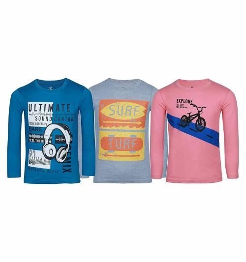 Buy PIP N PAP Boys Multicolor Cotton T-Shirt (Pack of 3) Online at Best ...