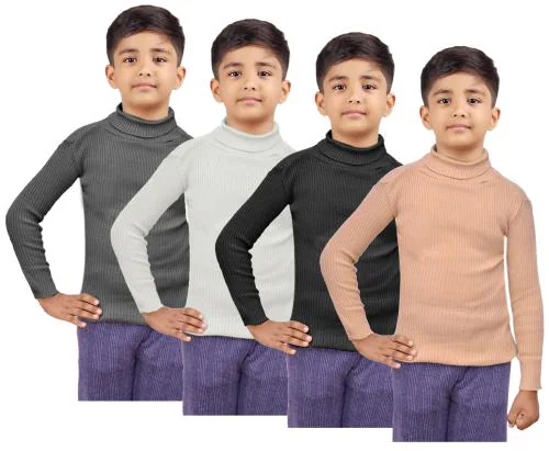 Buy IndiWeaves Boys Wool Warm High Neck Skivvy for Winter (Pack of 4 ...