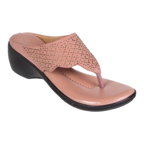 Buy Stepee Peach Casual & Fancy Wedges Open Back Slip on T-Strap Mule ...