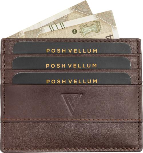 Buy POSH VELLUM Men & Women Evening/Party Brown Genuine Leather Card ...