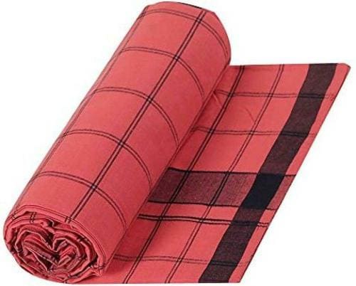 Buy Handloom.com Men Red Checkered Pure Cotton Lungi - Free Size Online ...