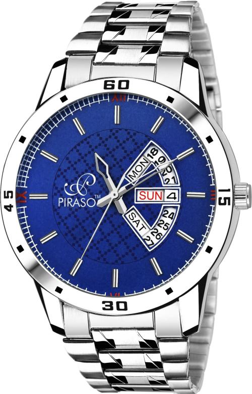 Buy PIRASO Analog Blue Dial Silver Strap Watch for Men Online at Best ...