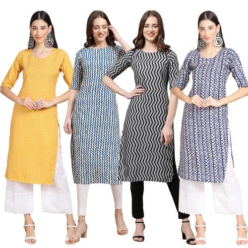 Buy 1 Stop Fashion Women's Crepe Digital Print Straight Kurta {C-350 ...