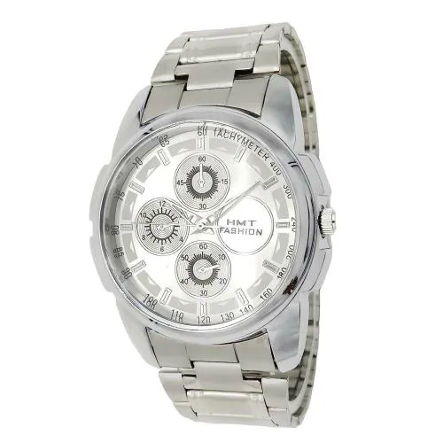 Buy HMT FASHION Silver Big Size Dial Quartz Movement Stainless Steel ...