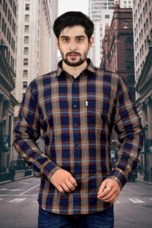 Buy Tarrent Louise Men Blue and BrownCheckered Cotton Blend Casual ...