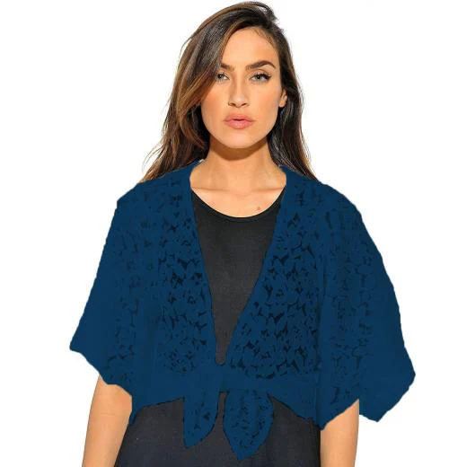 Buy Neeba Stylish & Trendy Butterfly Sleeve Cotton Net Short Shrug for ...
