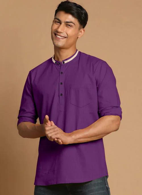 Buy SOPANI Men Solid Straight Kurta (Purple) Online at Best Prices in India - JioMart.