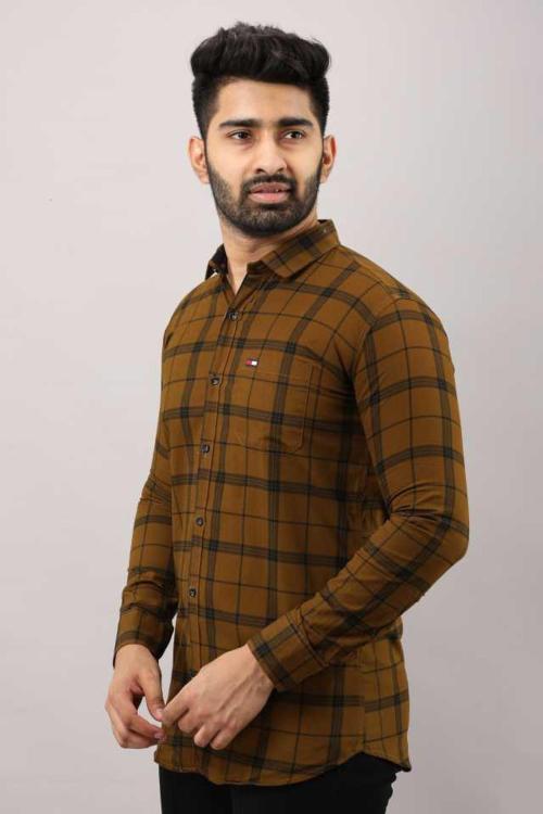 Buy BOUGHT FIRST Regular Fit Checkered Shirt for Men's, Stylish Full Sleeves Pure Cotton Shirt ...