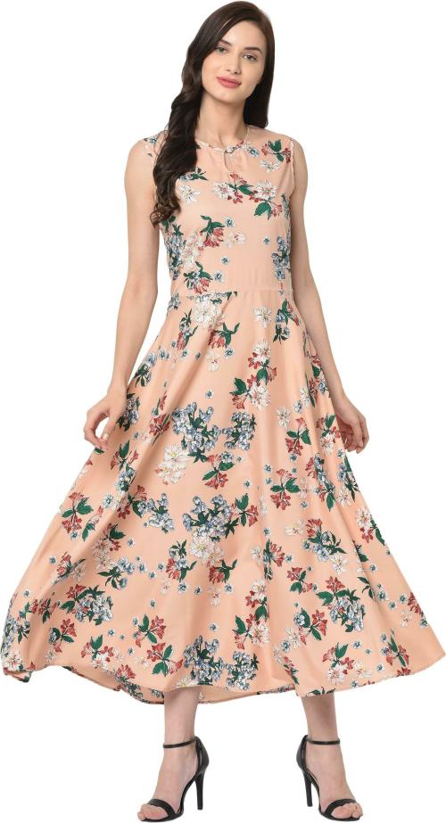 Buy Lilyn Women Pink Printed Crepe A-Line Dress (S) Online at Best ...