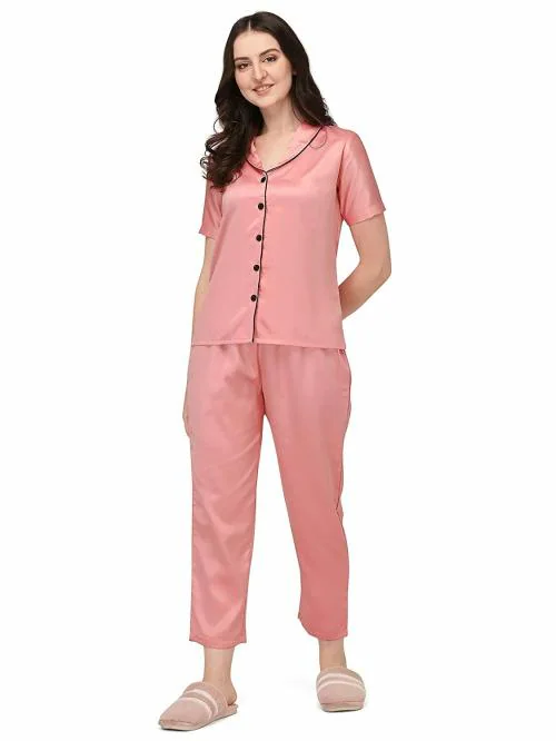 Buy Smarty Pants Women Baby Pink Plain solid Satin Night Suit S Online ...
