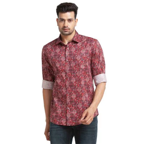 Buy COLORPLUS Men Dark Red Formal Shirt Online at Best Prices in India ...