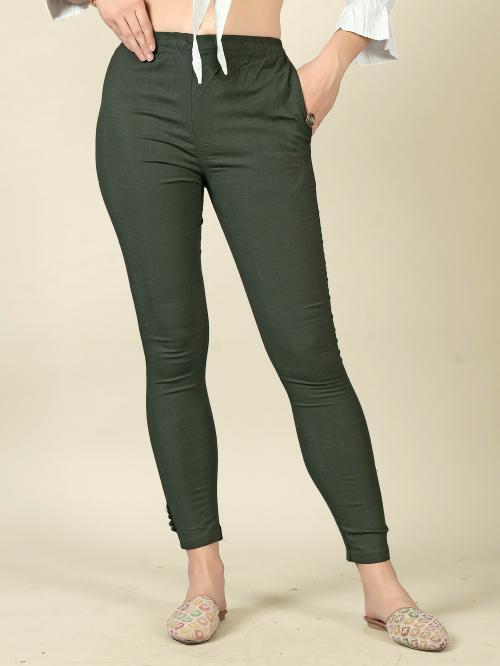 Buy LABEL DE VEDA Likra Cigarette Greay Pant Trouser for women |Pant ...