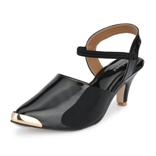Buy Avalyne Womens BLACK Synthetic Fashion Stiletto Heels Elastic ...