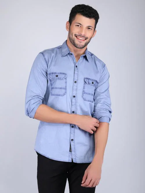 Buy THE HELL DRIVER PLAIN PREMIUM COLORED DENIM SHIRTS,Exclusive ...