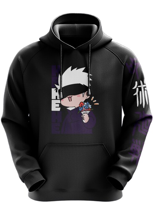 Buy Black - XL Satoru Gojo flower HEHEHE Jujutsu Kaisen Hoodie For Men ...