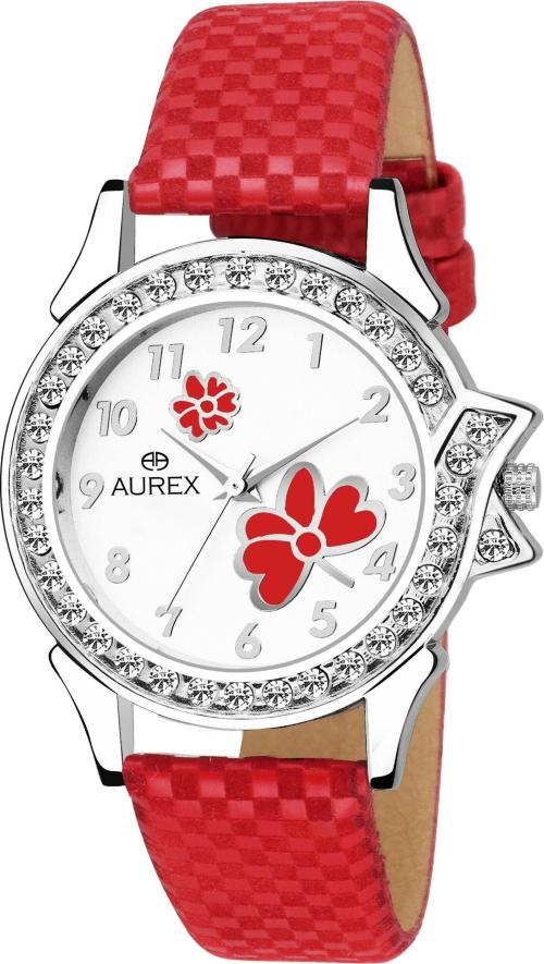 Buy Aurex Analog White Dial Red Strap Watch For Women - (Ax-Lr527-Whrd ...