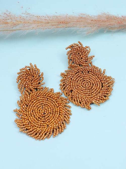 Buy Crunchy FashionGolden Brown Round Bohomian Handmade Drop Earrings ...