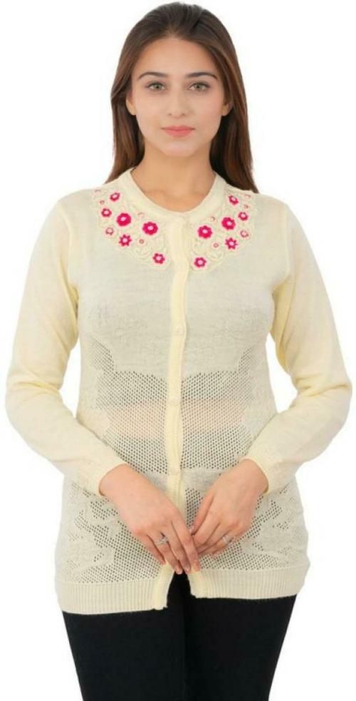 Buy Loglo Women White Woven Design Acrylic Blend Sweater - M Online at ...