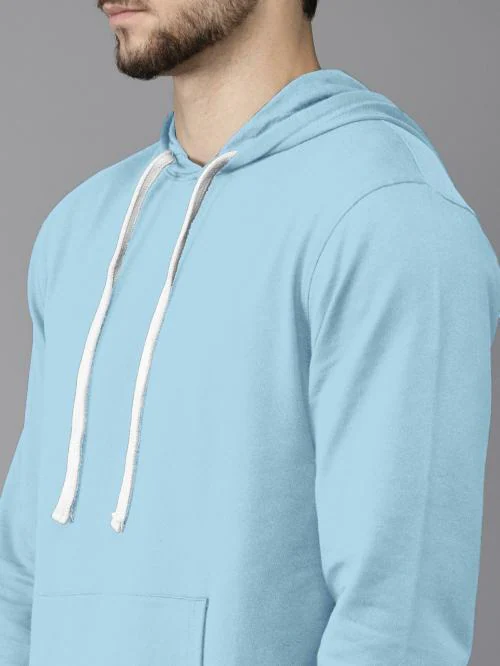Buy INDO FABRIZIO Men Full Sleeve Solid Hooded Sweatshirt-CYAN-XL ...