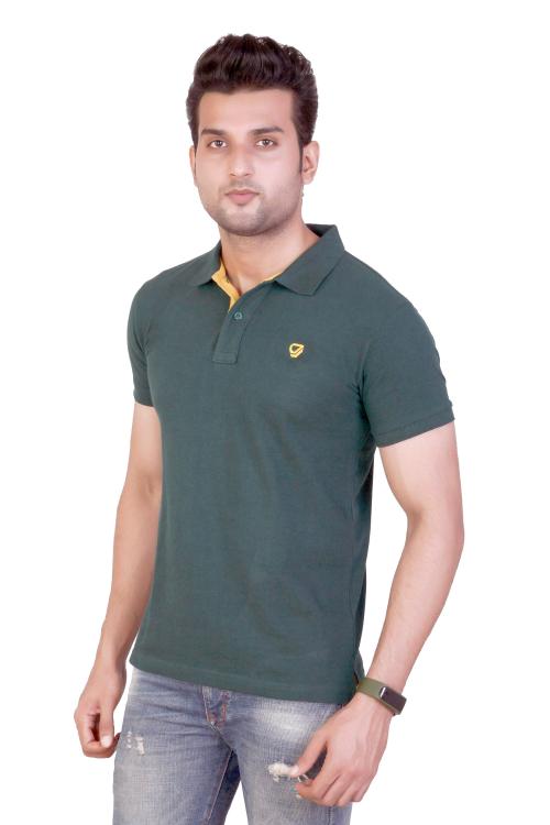 Buy Jace & Declan Solid Regular Fit Polo Neck T-Shirts for Men Green ...