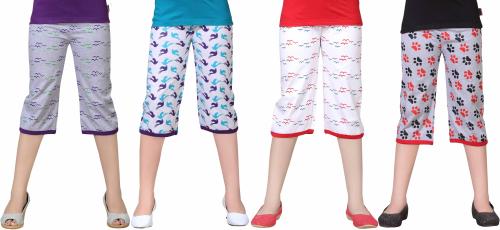 Buy SINI MINI Mid Calf length Multicolor1 Girls Casual Pack of 4 Capri ...