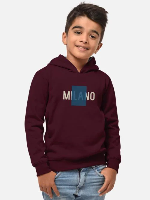 Buy HELLCAT Boys Maroon Cotton Blend Single Hooded T-shirt | kids wear ...