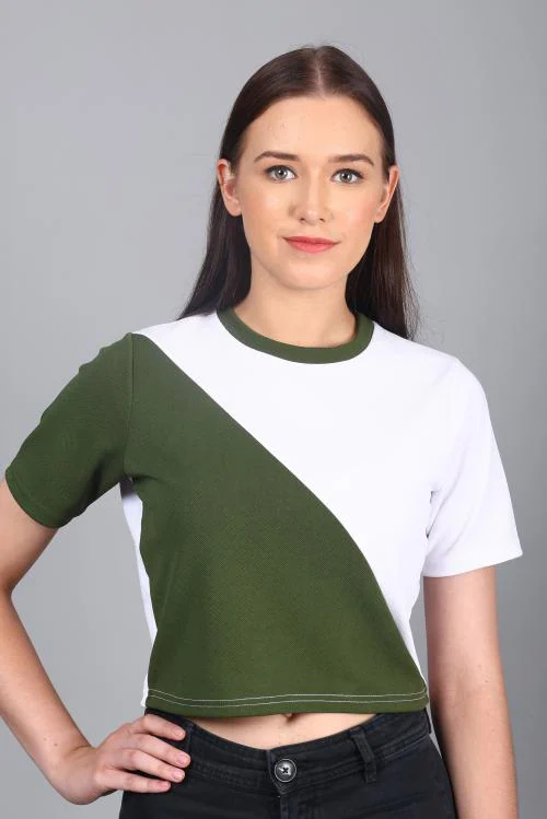 Buy Fasska Multicolor Crew Neck Half Sleeve Crop Top for Women Online ...