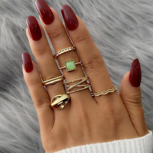 Buy ARZONAI retro rings 6-piece set of women's simple temperament joint ...