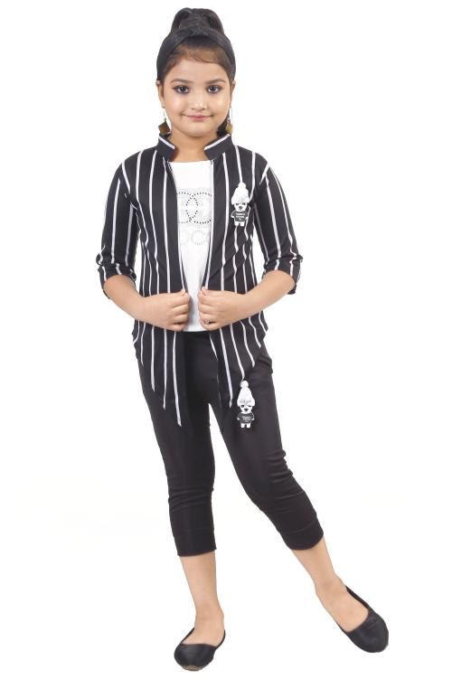 Buy Burbn Girls Black Self Design Cotton Blend Single Two Piece Set ...