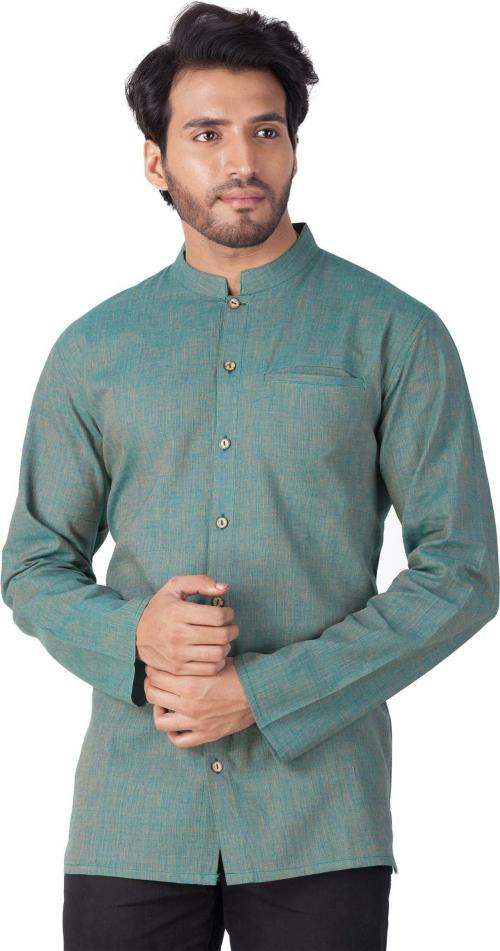 Buy Rene Men Green Cotton Blend Solid Kurtas Online at Best Prices in ...