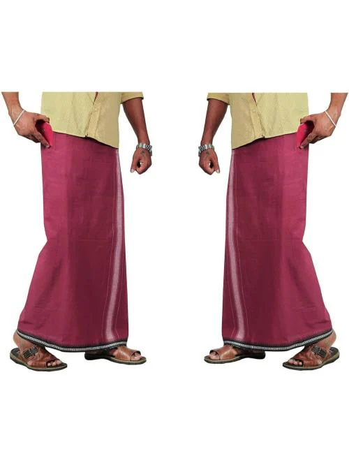 Buy PRAKASAM COTTON COTTON Mens Kerala Thalapathi Border 2Way pocket ...