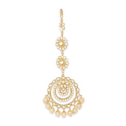 Buy Accessher Brass Gold Plated Round Maang Tika For Girls Online at ...