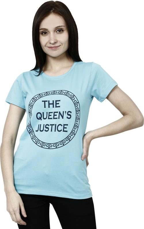 Buy CHOZI Women Firozi Printed Cotton Blend T-Shirt Online at Best ...