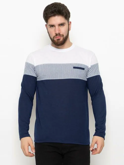 Buy EMERALD APPAREL TRADING Color Block Men Dark Blue T-Shirt Online at ...