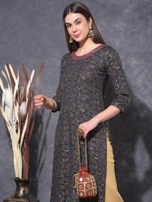 Buy Mamoose Women's BLUE Colour Kurti Online at Best Prices in India ...